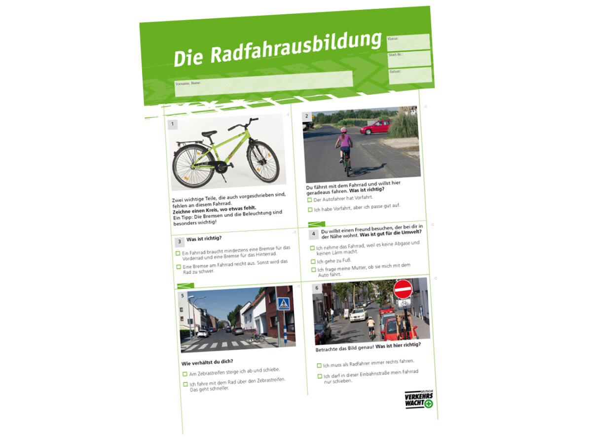 Arbeitsheft Radfahrausbildung Klasse 3 & 4, 4,20